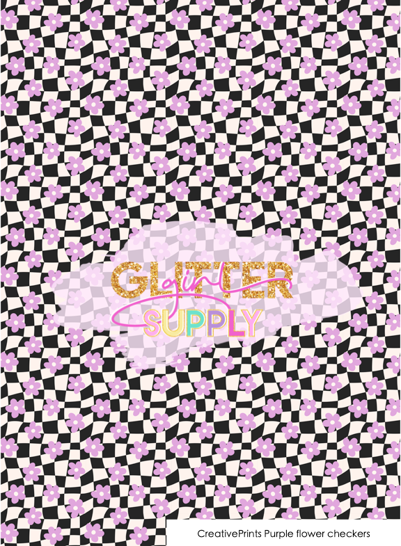 CreativePrints Purple flower checkers – Glitter Girl Supply