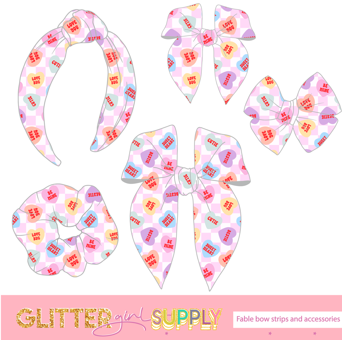 Fable Strips Sweet hearts checkers – Glitter Girl Supply