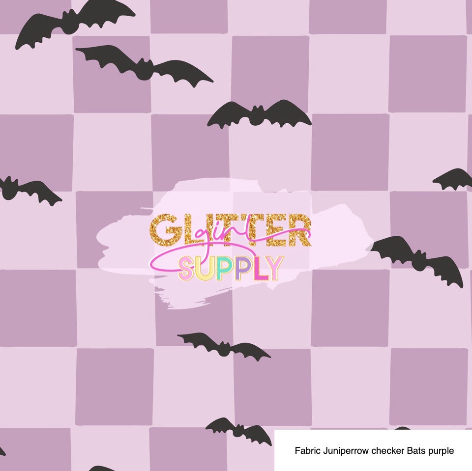 Fabric Juniperrow checker Bats purple – Glitter Girl Supply