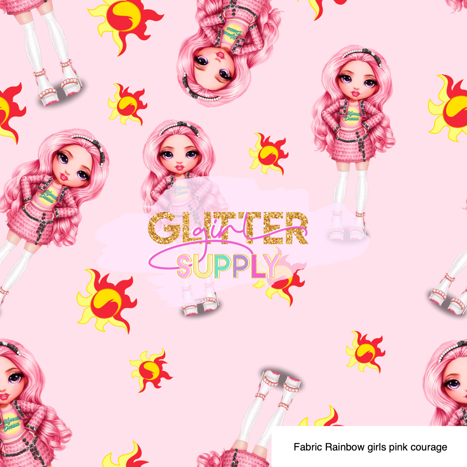 Fabric Rainbow girls pink courage – Glitter Girl Supply