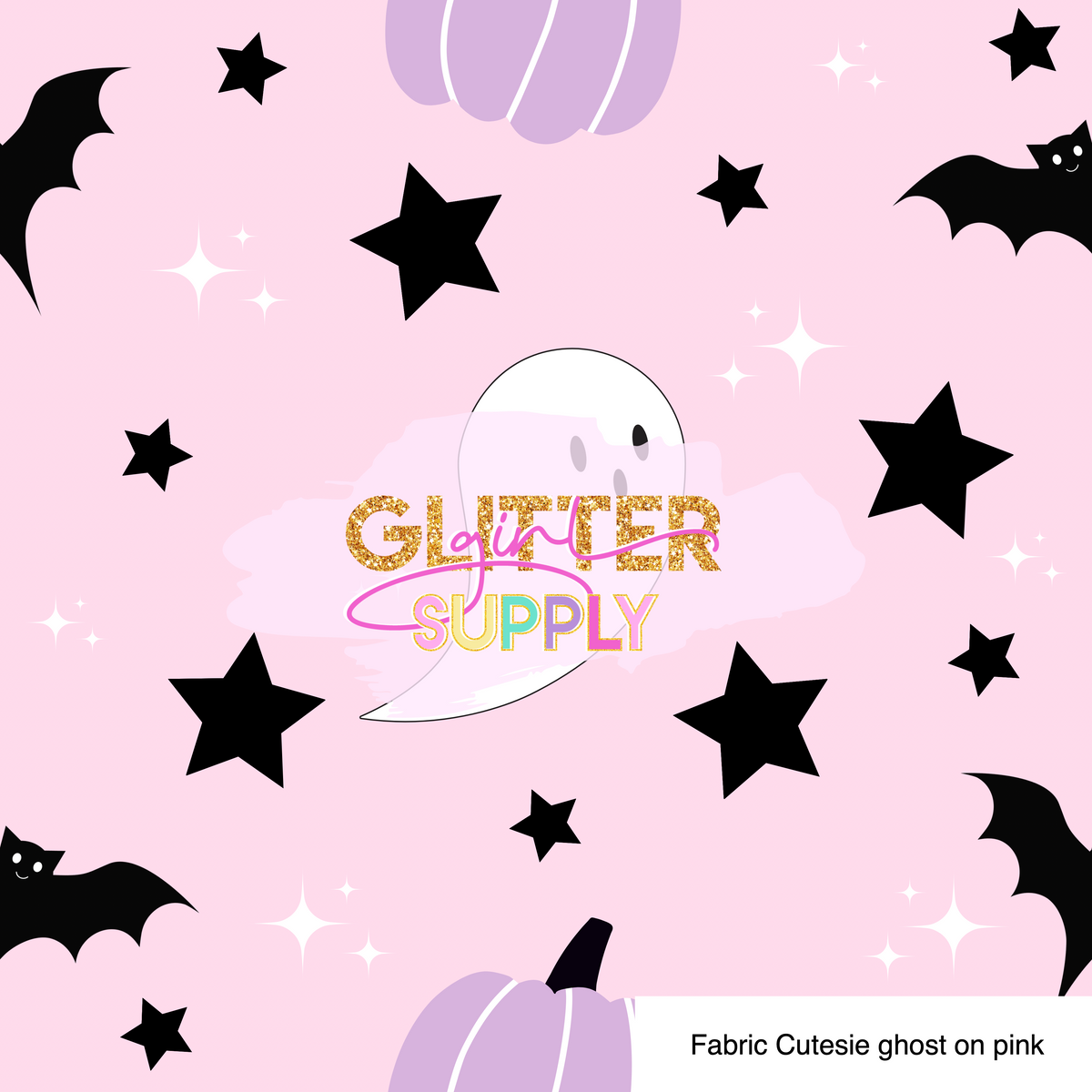 Fabric Cutesie ghost on pink – Glitter Girl Supply