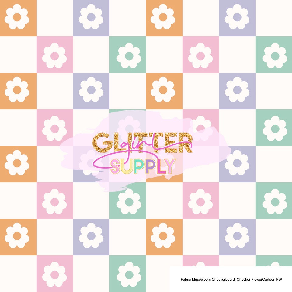 Fabric Musebloom Checkerboard Checker FlowerCartoon FW – Glitter Girl ...