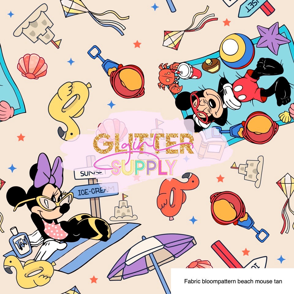 Fabric bloompattern beach mouse tan – Glitter Girl Supply